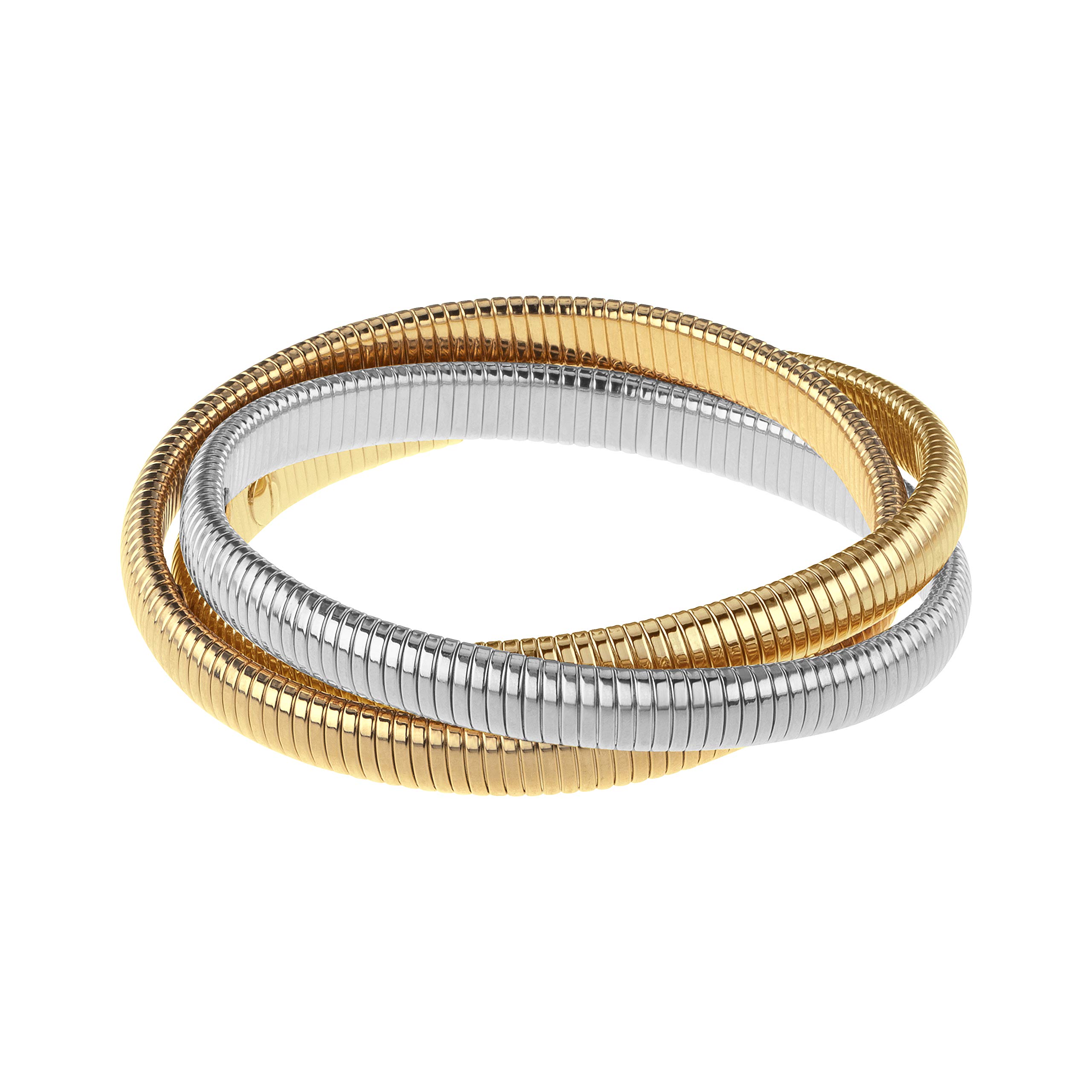 JANIS BY JANIS SAVITT 1/4" Flexible Triple Cobra Bracelet 18K Yellow Gold and Rhodium