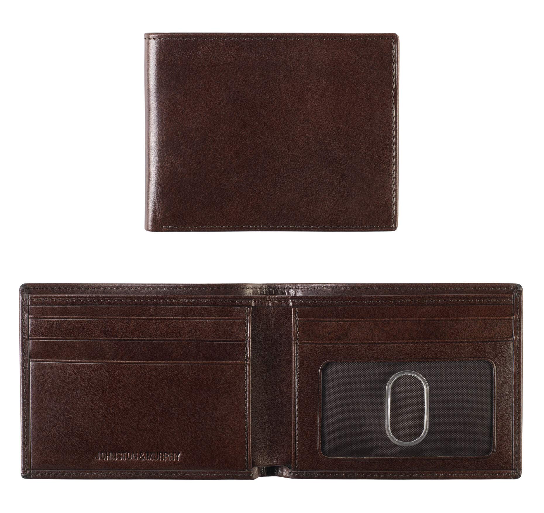 Johnston & Murphy Men's Italian Leather Slimfold Wallet Mahogany