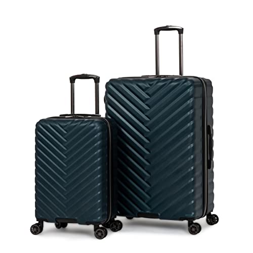 Kenneth Cole REACTION Madison Square Lightweight Hardside Chevron Expandable Spinner Luggage, Emerald, 2-Piece Set (20" & 28")