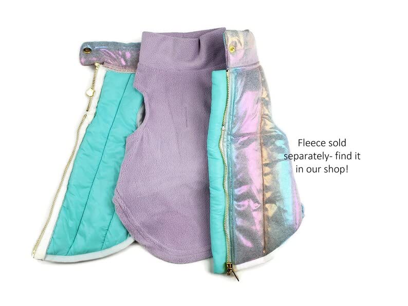 Unicorn Dog Coat, Iridescent Puffer Jacket for Pets, Unicorn Dog Jacket (M 10-15 lbs)