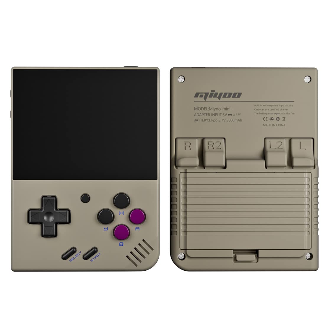SOMOG Miyoo Mini Plus 3.5-Inch Handheld Game Console, Portable Retro Video Game Console, Electronic LCD Video Game Handheld Emulator Miyoo with 64G Memory Card for Adult and Kid (Grey)