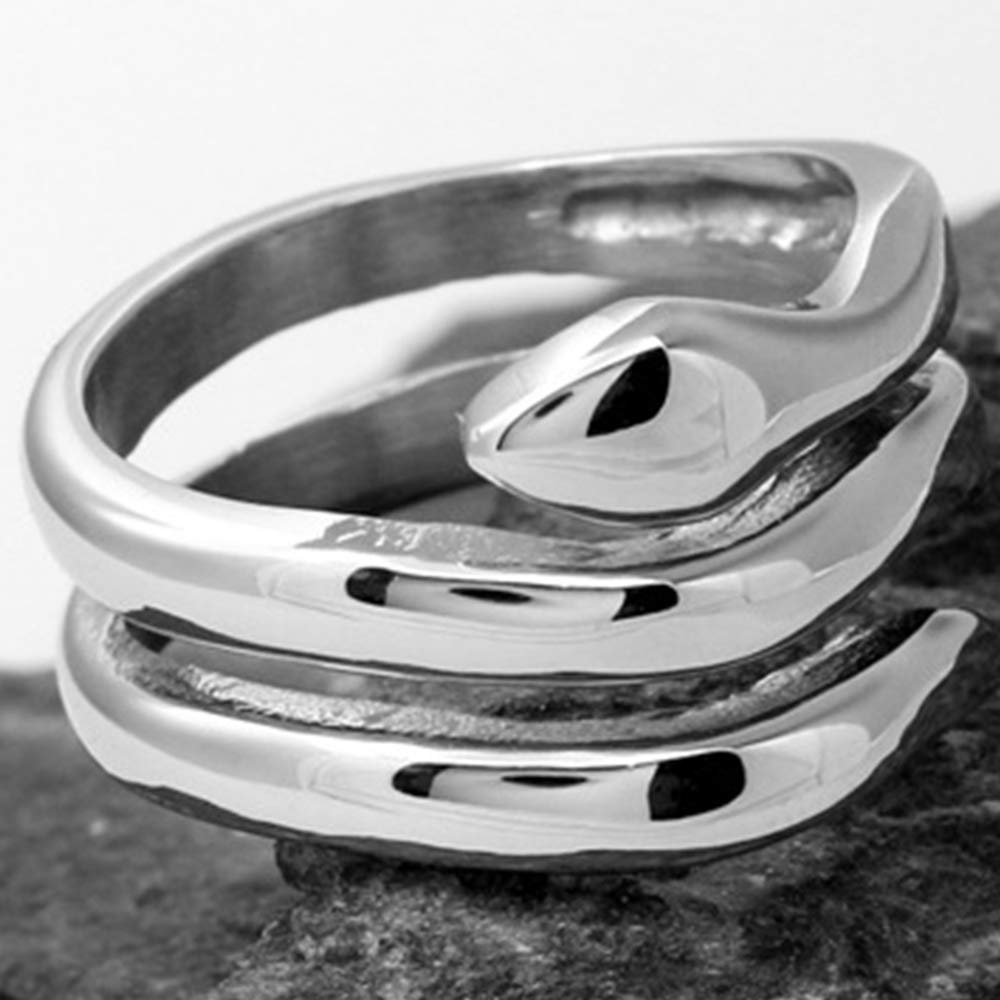 Jude Jewelers Stainless Steel Snake Style Statement Promise Cocktail Party Ring (Silver, 9)