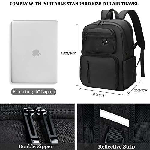 WEREWOLVES 30L Casual Daypack, 2 Compartments Travel Backpack, Sports Bag with Water Bottle Side Pocket and Laptop Compartment, College Bag for Men Women (Black)