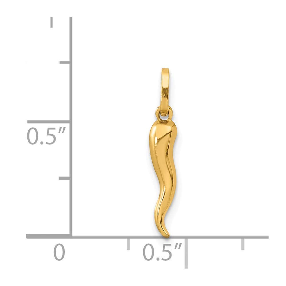 Jewelry Pilot 14K Yellow Gold Polished Small Italian Horn Charm Pendant