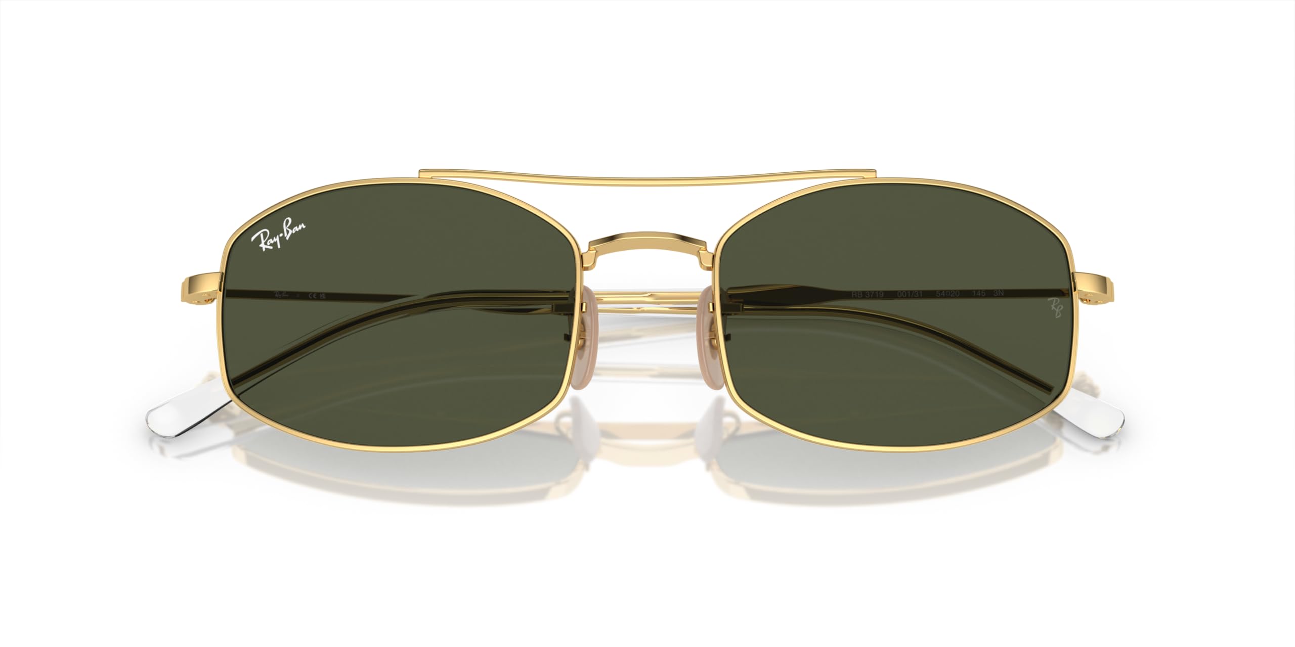 Ray-Ban RB3719 Oval Sunglasses, Gold/Green, 54 mm