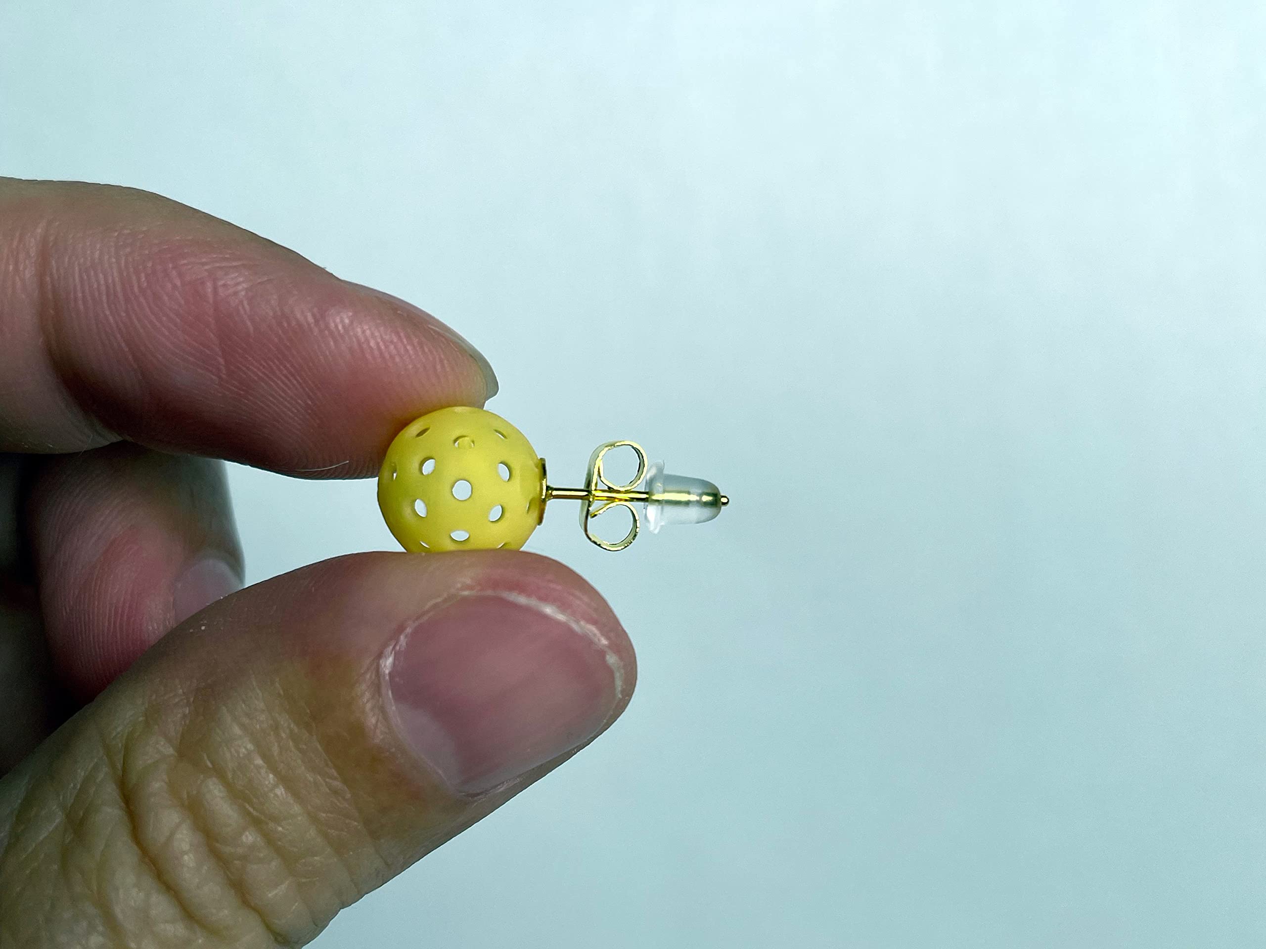 Pickleball Stud Earrings, Pickleball Accessory, Yellow Mini Ball Earring, 10mm
