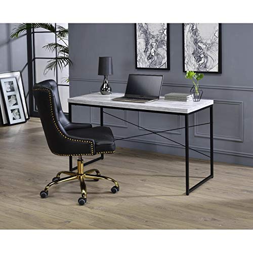 M MAJOR - Q Antique White & Black Buller Reversible Home Office Work Desk, White and Black