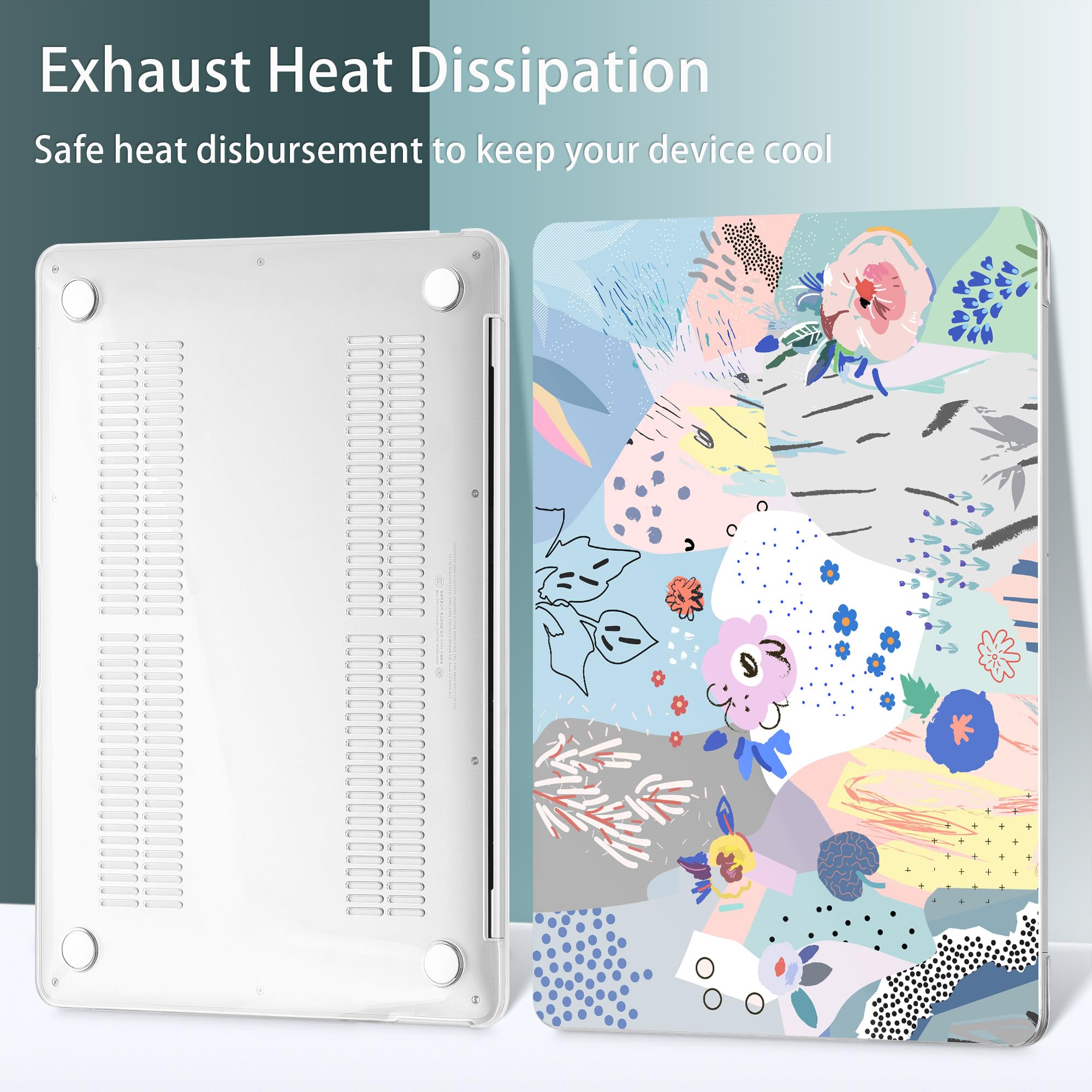 May Chen Compatible with New MacBook Air 13 inch Case 2021, 2020 2019 2018 Release Model: M1 A2337 A2179 A1932, Plastic Hard Shell Case Cover for Mabook Air 13 with Retina Dispaly, Artistic Floral