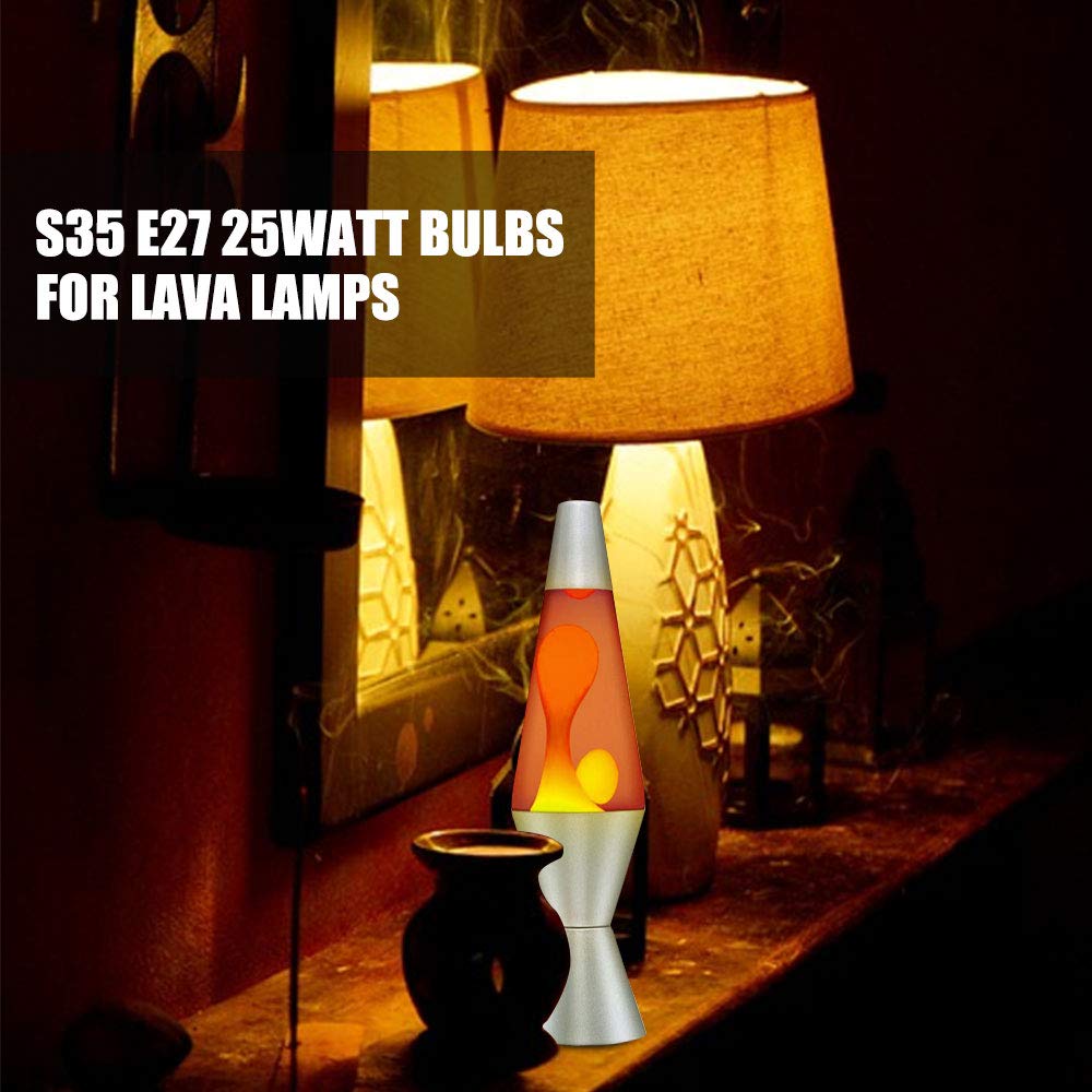 Luxvista Lava Replacement Bulbs E17 25 Watts Lava Lamp Bulb for 14.5-Inch Lava Lamp and Glitter Lamps Fits Intermediate E17 Socket 120 Volt S11 Intermediate Base Light Bulb 4-Pack