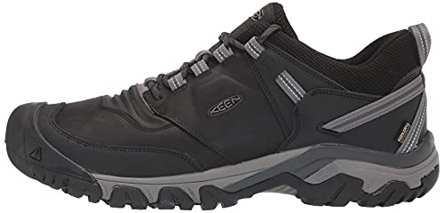 KEEN Men's Ridge Flex Low Height Waterproof Hiking Boots, Black/Magnet, 9