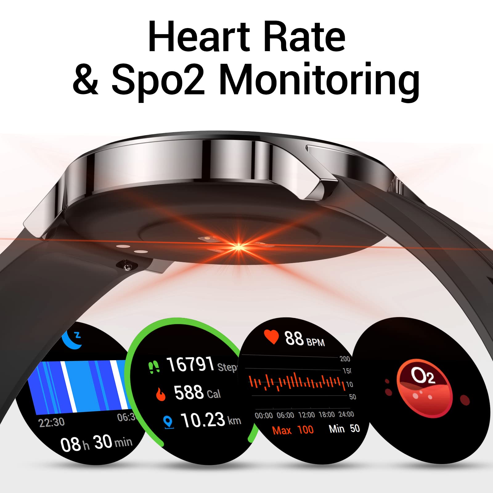 Smart Watch for Women, IP68 Waterproof 14 Sports Mode, 1.3'' HD Touch Screen Fitness Tracker with Flashlight & Interactive Button for iOS 11.0 & Android 6.0, 24/7 Monitor & Heart Rate & Sleep & SpO2