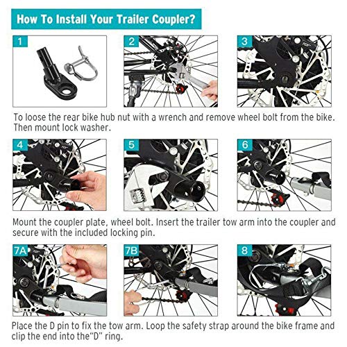Liveday Bike Trailer Coupler Hitch Bicycle Attachment Angled Elbow Portable Mount Adapter for Children's Trailers and Most Bicycles