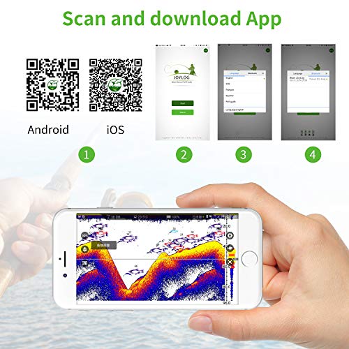 JOYLOG Sonar Fish Finder Portable Wireless Bluetooth Smart Depth Finder with APP for Kayak/Ice/Boat Fishing