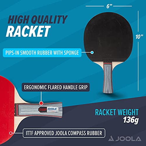 JOOLA Champ Table Tennis Paddle - Recreational Ping Pong Racket for Intermediate Players - More Speed & Control-Ping Pong Paddle with Flared Ergonomic Handle-Table Tennis Equipment for Adults & Kids