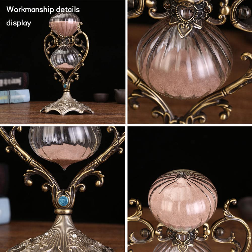 RUNLAIKEJI Hourglass Timer 30/60 Minutes,Heart-Shaped Sand Timer Rotating Hourglass, 10.6 inch Metal Giant Hourglass, Decorative Hourglass, Suitable for Kitchen Office Desk Bedroom(Pink/Purple)