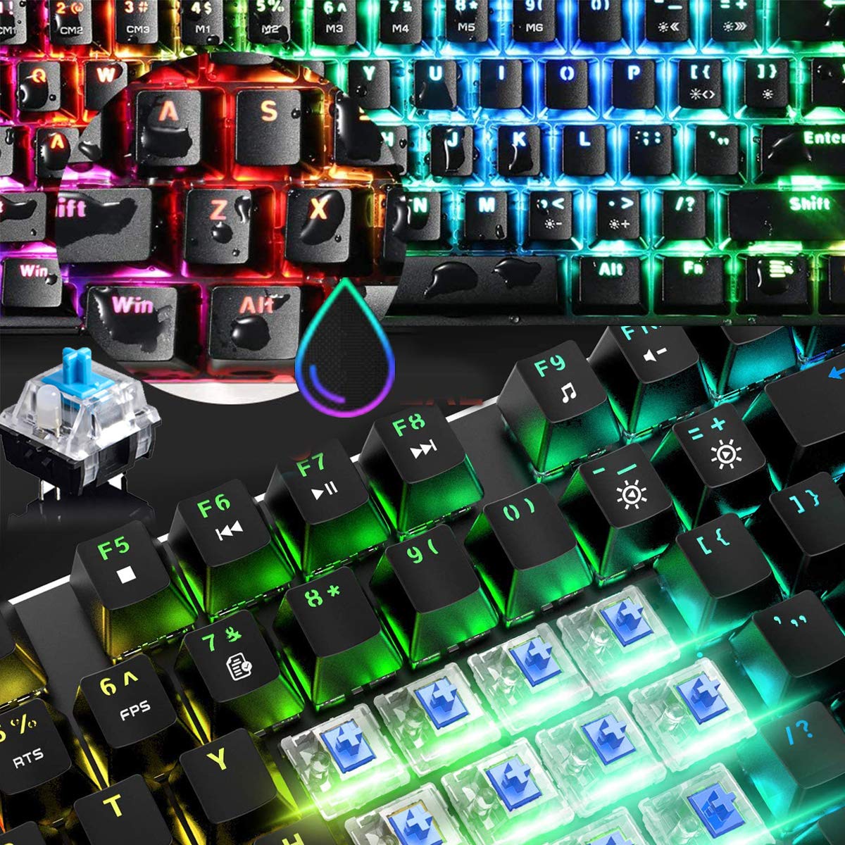 LexonElec Wired 60% Mechanical Gaming Keyboard with Chroma RGB Backlit Type C Ultra-Compact 68 Keys Full Anti-ghosting Mini Keyboard Compatible with PS4,Xbox,PC,Laptop,MAC(Blue/Blue Switch)
