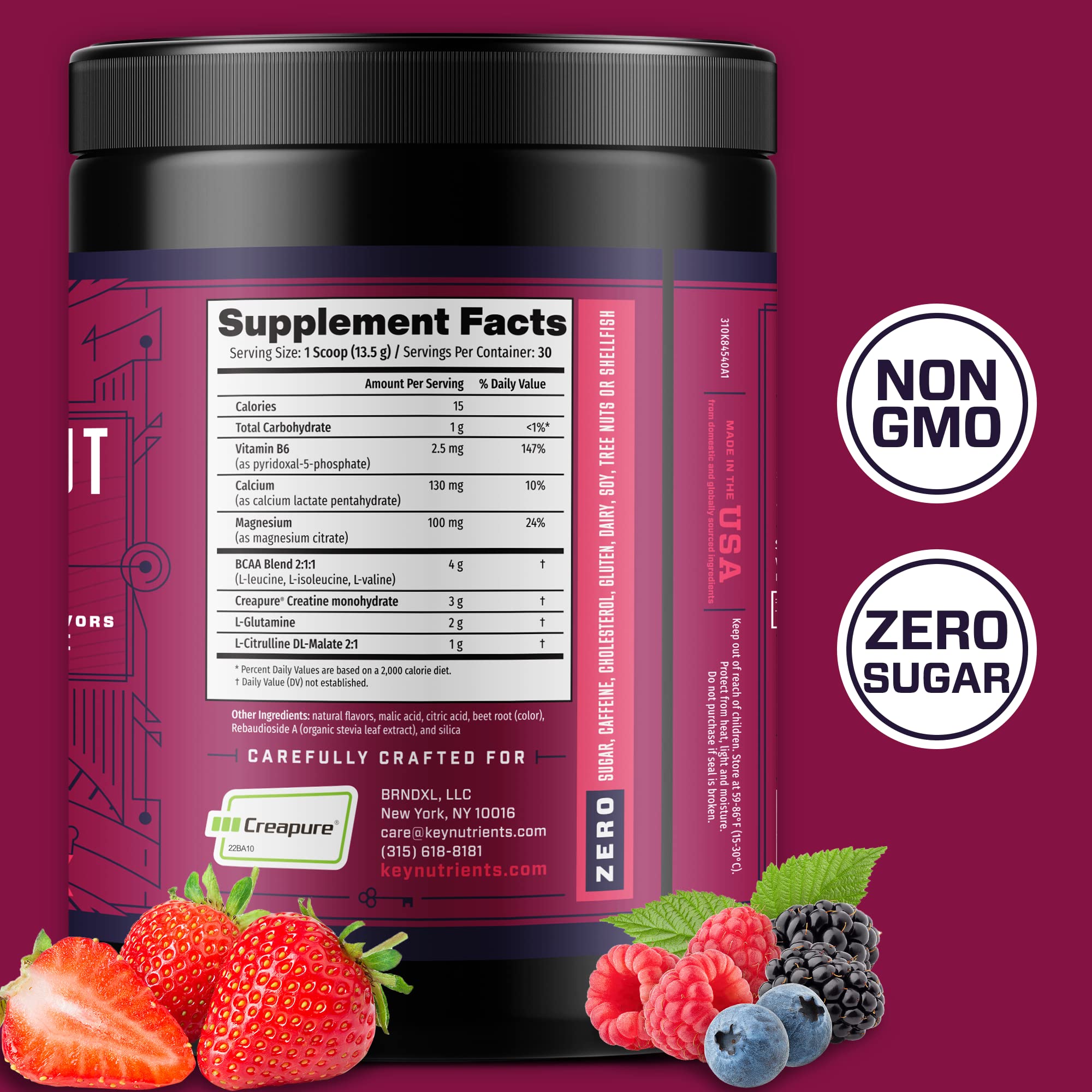KEY NUTRIENTS Multivitamin Electrolytes BCAA Powder - Post Workout and Recovery Drink Creatine Supplement - Muscle Recovery & Muscle Builder for Men & Women