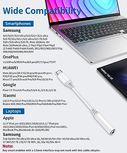 USB C to 3.5mm Headphone Jack Adapter, 2 Pack ENVEL Type C to Aux Audio Cable Compatible with iPhone 15 Pro Max Samsung Galaxy S23 S22 S21 S20 FE Ultra 5G, iPad Pro, Google Pixel 5/6/7