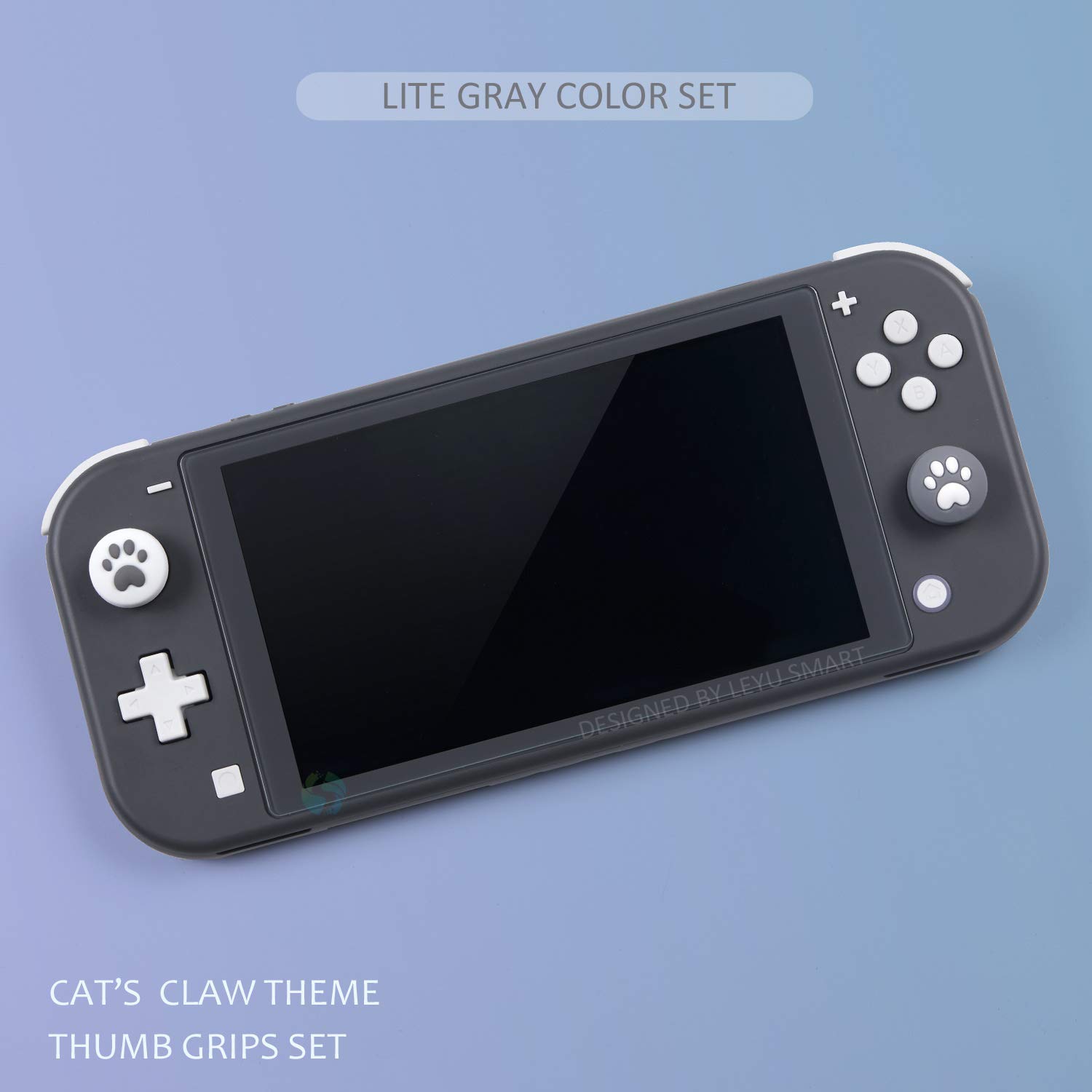 LEYUSMART 3D Thumb Grips Caps 4 PCS Cat Paw White Gray for Nintendo/Playstation/Xbox, Joycon Grip Caps Analog Stick Button Cover