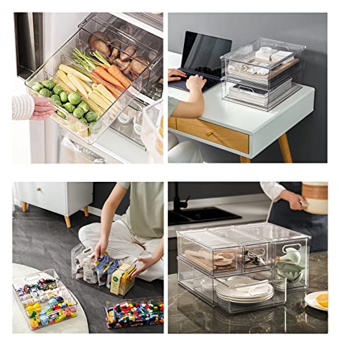 YouLike 1pack Stackable Refrigerator Organizer Bins with Pull-Out Drawer, Fridge Drawers Containers, Refrigerator, Freezer, Vanity & Fridge Organization and Storage