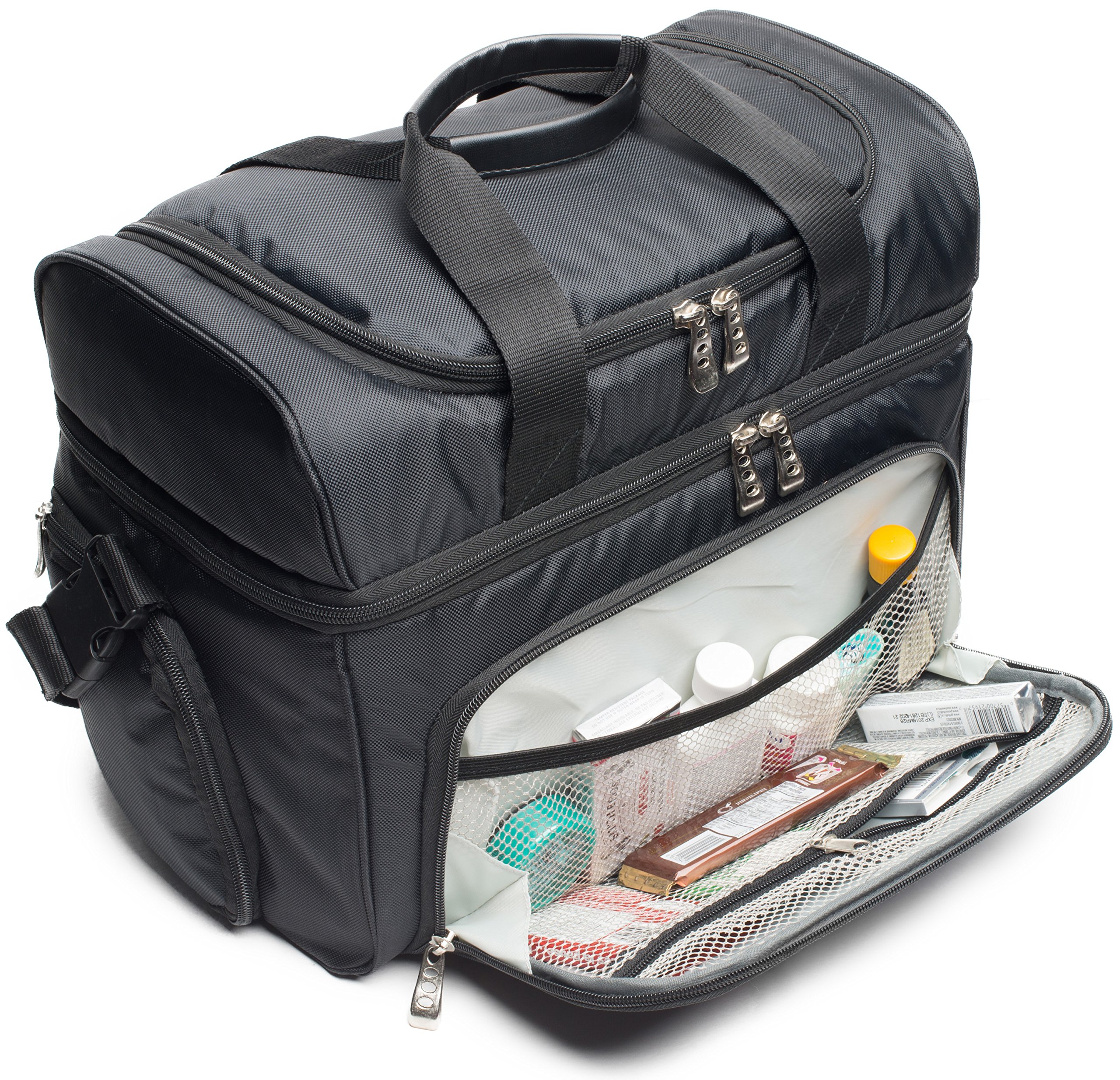 Large Cooler Bag with Dual Insulated Compartment, Heavy Duty Material, Thick Insulation and Replaceable Liners.