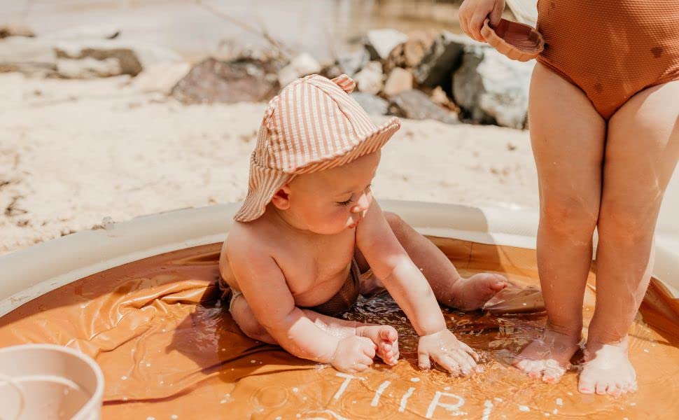 TIIPI Kids Beach Pool - Inflatable Beachside Palace for 2 with Pivoting Sun Shade Cover Canopy for Baby, Supported Sitter & Toddler- Large Bag for Filing - Swimming Pool Carrying Case - 2.5 LBS Light