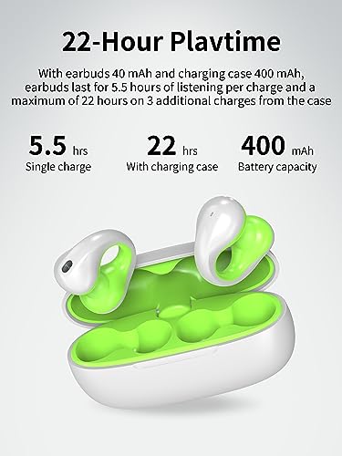 Wireless Ear Clip Headphones - Bluetooth 5.3 Earring Headphones with Mic for iPhone & Android, Open Ear Wireless Earbuds Immersive Superior Sound, 25hrs Playtime Waterproof Sport Earring Earbuds
