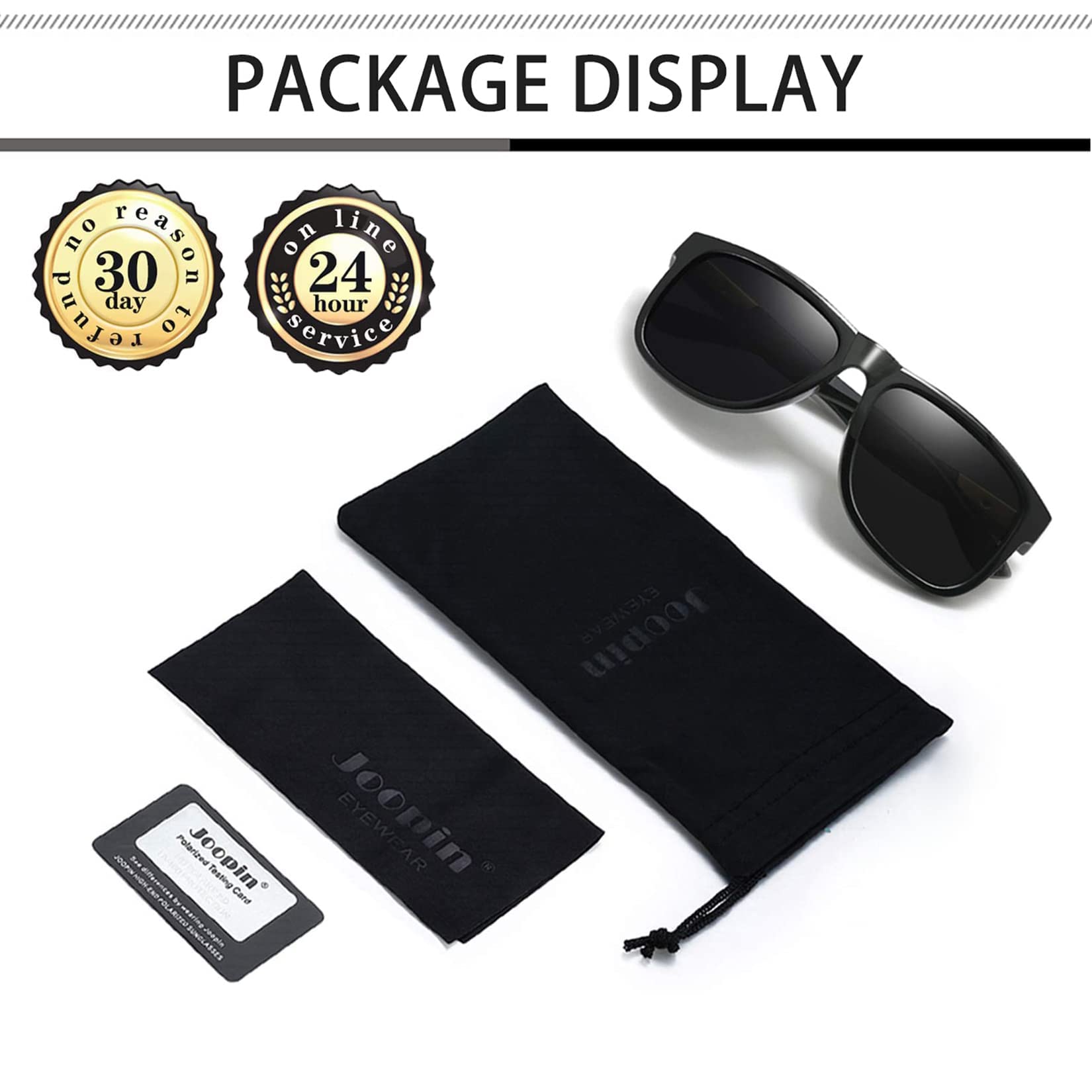 Joopin Polarized Big Black Sunglasses for Men, Trendy Large Square Sun Glasses for Women UV Protection, Retro Thick Frame Driving Sunnies Shades