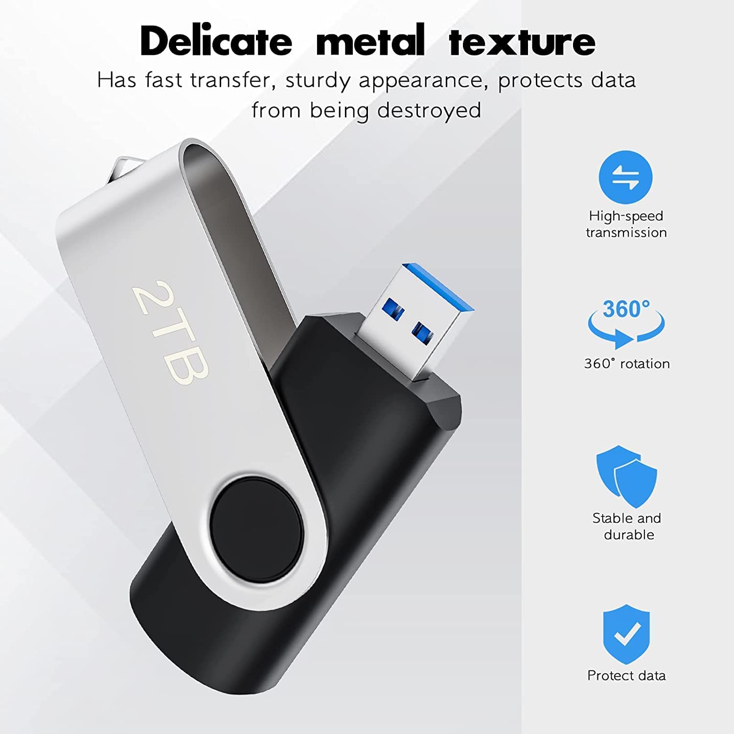Thumb Drives 2TB, USB Flash Drive 2TB, Portable USB Memory Stick Large Storage 2000G USB Drive External High-Speed Jump Drive, Swivel Bulk Zip Drive for PC/Laptop/Computer