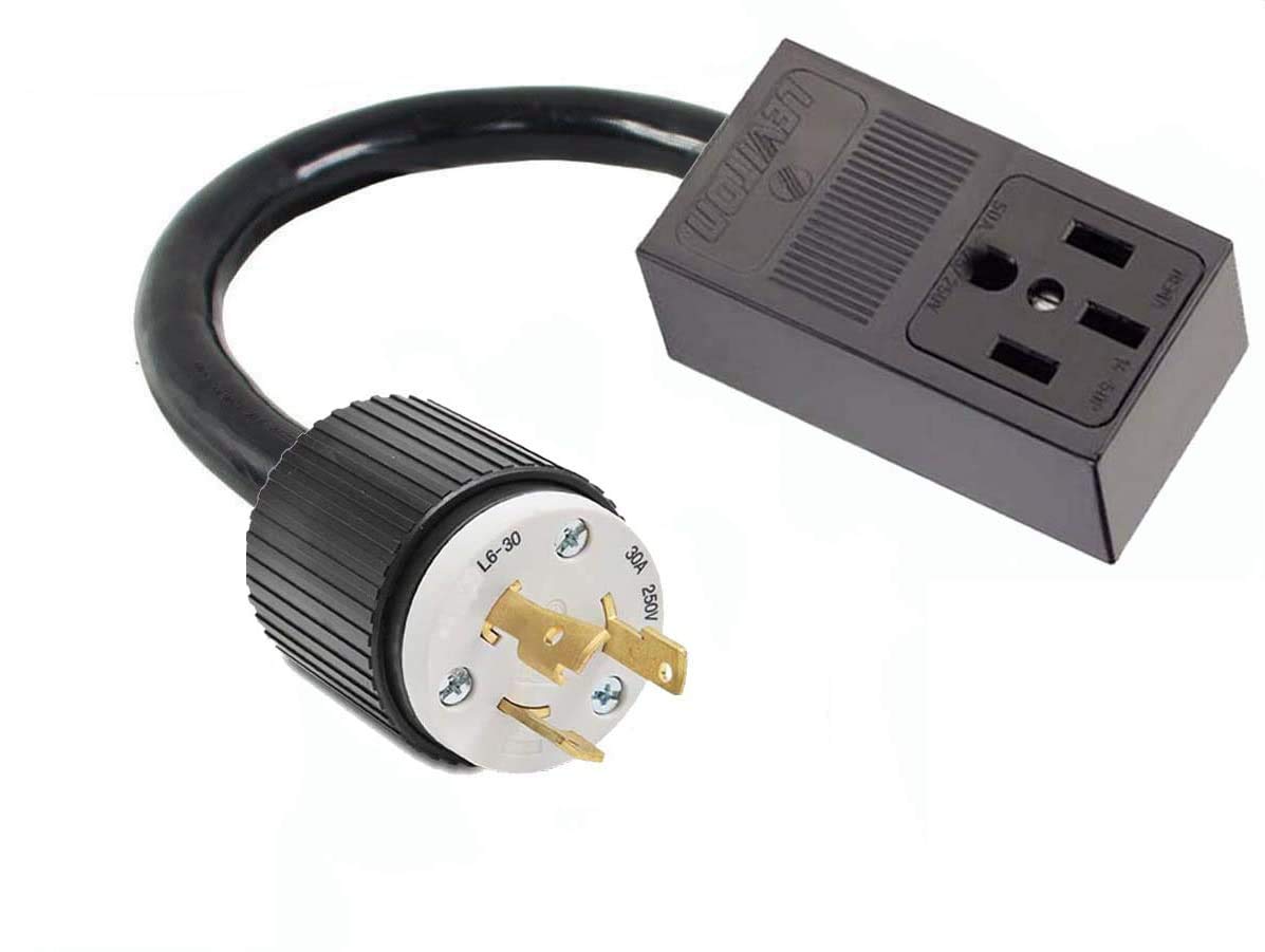 L6-30P 3-Pin Male Twist Lock Plug To 14-50R 4-Prong Female Socket Receptacle Outlet Electric Power Cord Cable Miller Lincoln Hobart Plasma Cutter Welder Adapter/Converter NEMA FX470W
