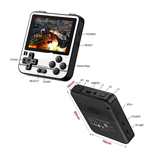 RG280V Retro Gaming 16G/64G-5000 Gaming 2.8in IPS Screen Retro Portable Mini Handheld Game Console (Color : Silver 16G)