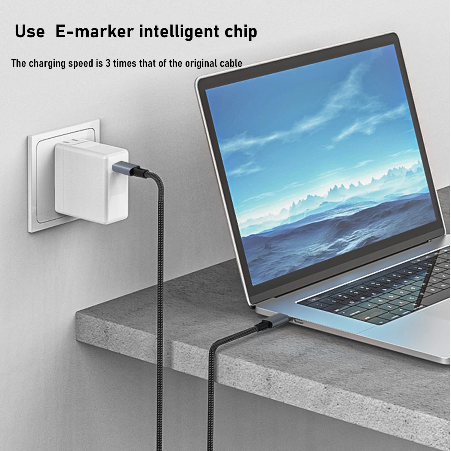 Thunderbolt 4 Cable 3.3 ft Thunderbolt Certified, Supports 240W Charging/8K Video 40Gbps USB C to USB C Cable,Compatible with MacBooks, HUB,Docking,External SSD, Dell, iPad Air 4, iPad Pro 2020,