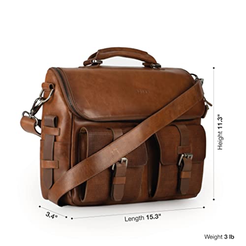 VELEZ Top Grain Leather Backpack for Men Brown Designer Bookbag Business Casual Shoulder Bag + Mens Messenger Laptop Bag travel Briefcase Computer Bags