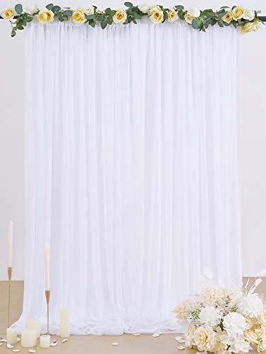 White Backdrop Curtains Sheer Tulle Backdrop for Parties 5ftx7ft Baby Shower Background for Wedding Party Ceremony Photo Backdrop