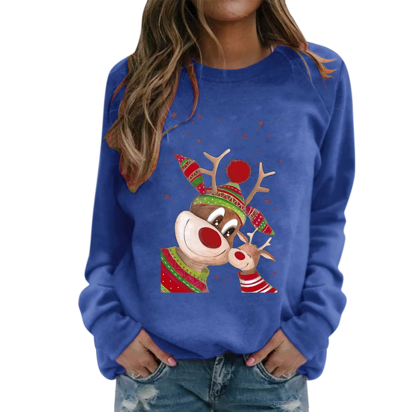 Tops For Women 2022 Plain Fashion Hoodies Oversized Long Sleeve Tees Warm Breathable Tunic Tops Fall Sweatshirt Blue