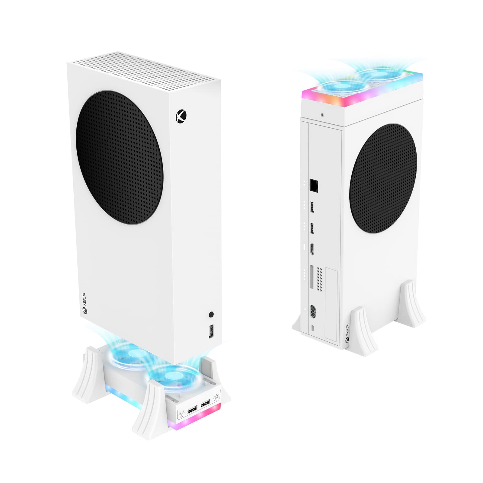 RGB Cooling Fan Stand for Xbox Series S, CEANIUS Cooling System with Colorful LED Light, Vertical Stand & Low Noise Cooler Fan for Xbox Series S