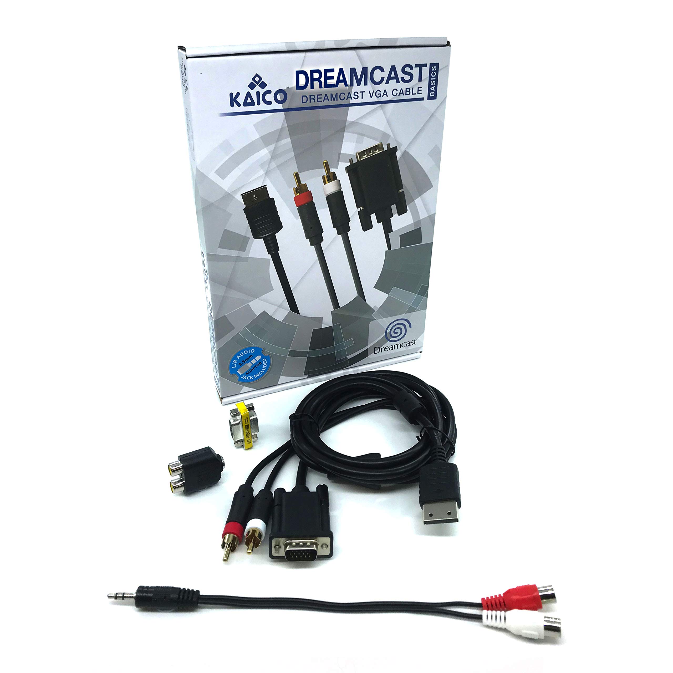 Kaico VGA Cable for use with Sega Dreamcast - Simple Plug and Play VGA Link cable compatible with Sega Dream Cast - VGA 480p Quality Image - AV VGA Cable for use with Sega DC DreamCast