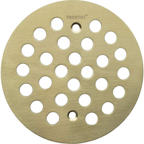 TRUSTMI 4 1/4-inch Screw-in Style Shower Drain Grate Replacement Cover with Screws,Brushed Gold