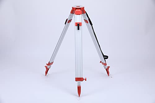 Surveying Tripod, Aluminum Survey Tripod with 5/8-Inch 11-Threaded Flat Head Quick Clamp for Auto Level