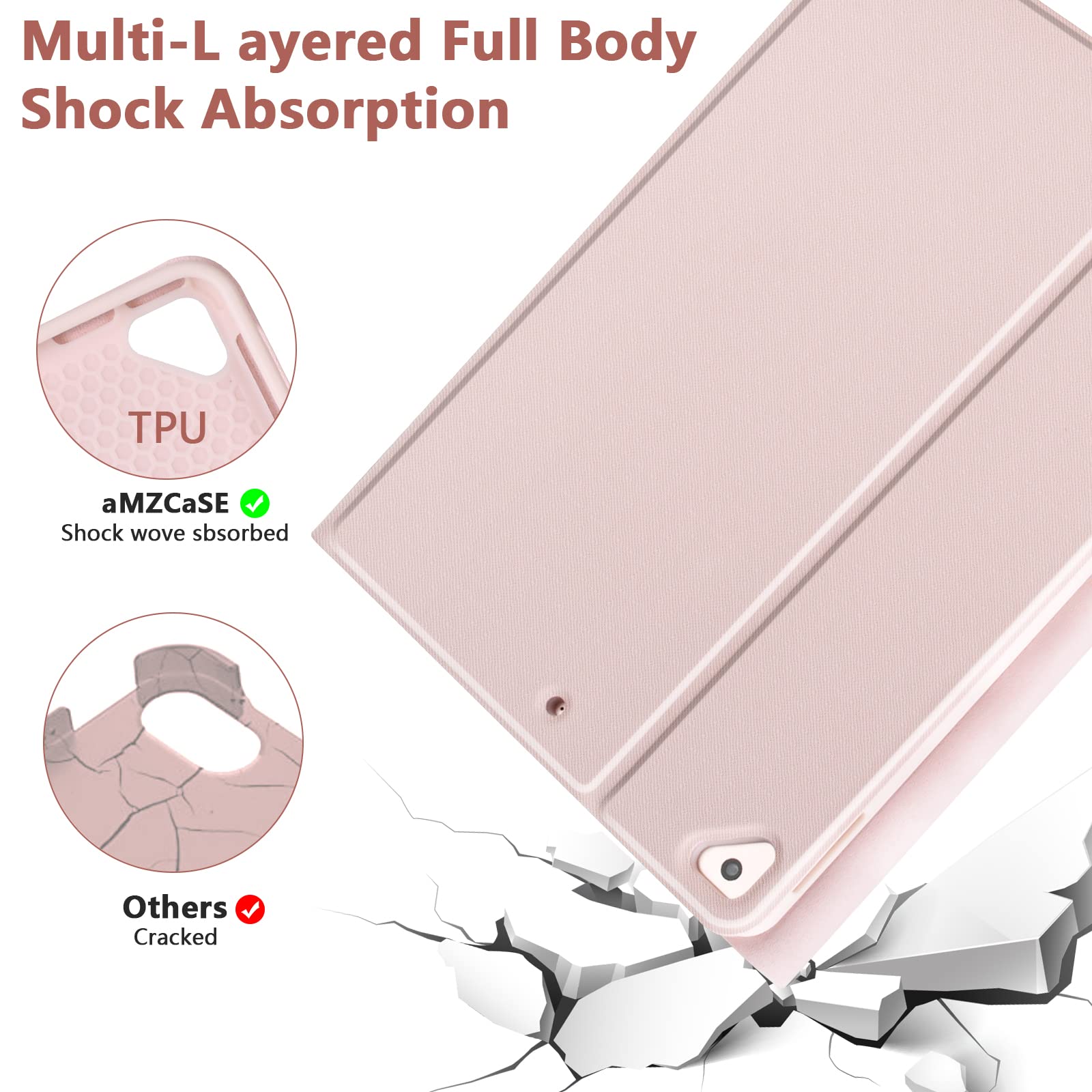 Touchpad Keyboard Case for iPad 10.2 2021 9th Generation/2020 8th Gen/2019 7th Gen, Detachable Wireless Keyboard Cover with Pencil Holder for New iPad 9th Gen/8th Gen/7th Gen, Air 3, Pro 10.5, Pink