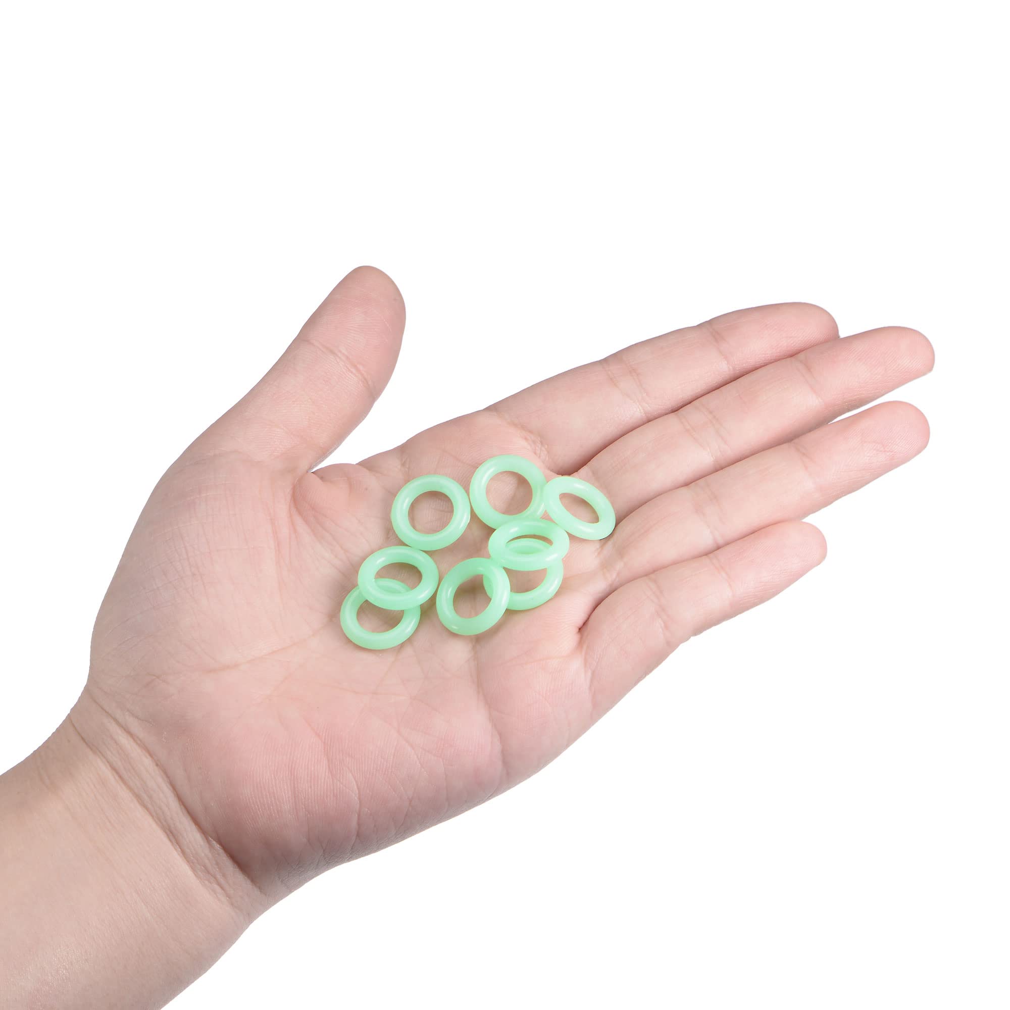 MECCANIXITY Tent Stakes Silicone O-Rings Glow in The Dark 15mm OD 3mm Width, Fluorescent Camping Tents Nail Accessory, Green Pack of 50