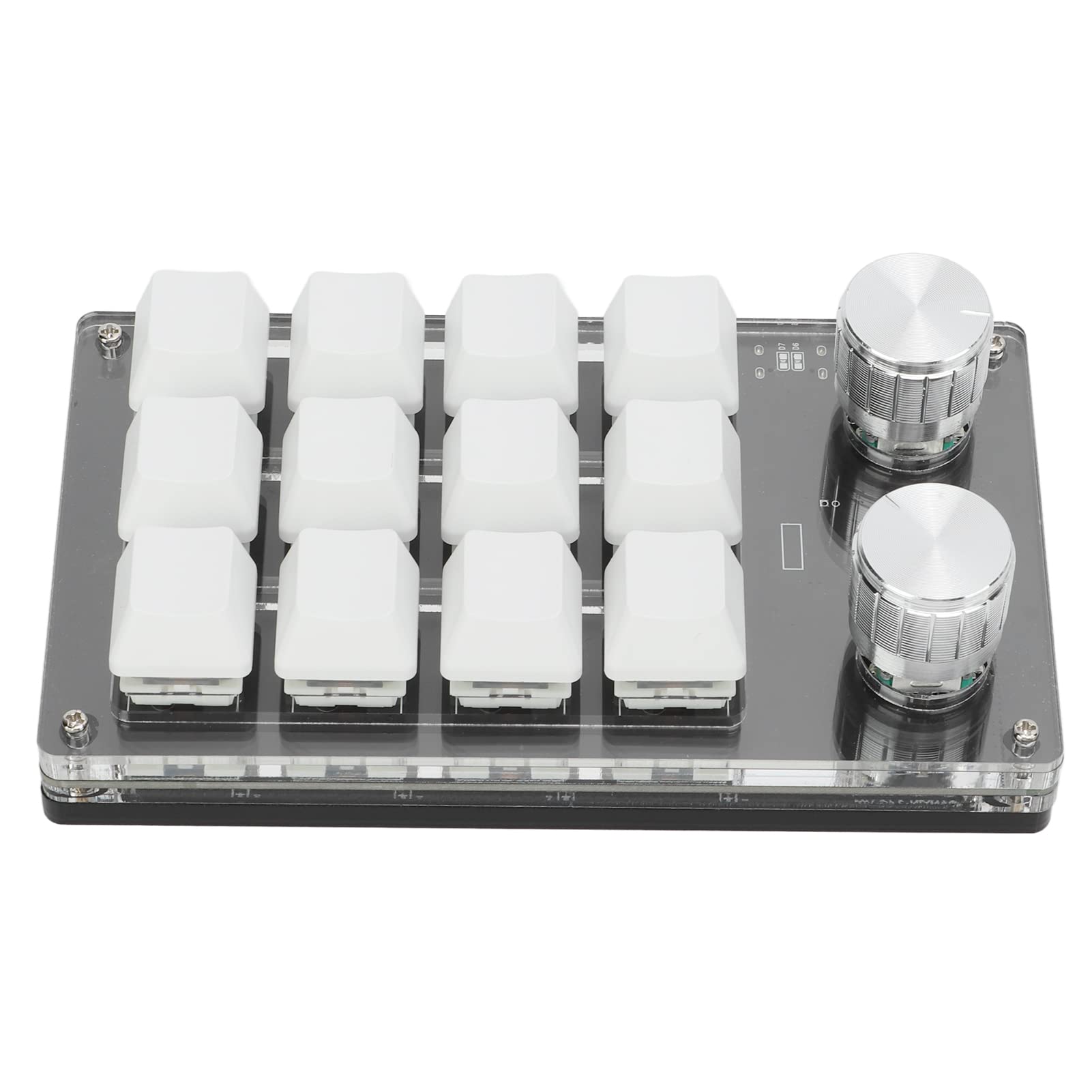 Sorandy 12 Key Macro Keyboard with Knob - One Handed Macro Mechanical Keyboard 12 Key Mini Multifunction DIY Programmable Keypad for Office Gaming Lab(Black White)