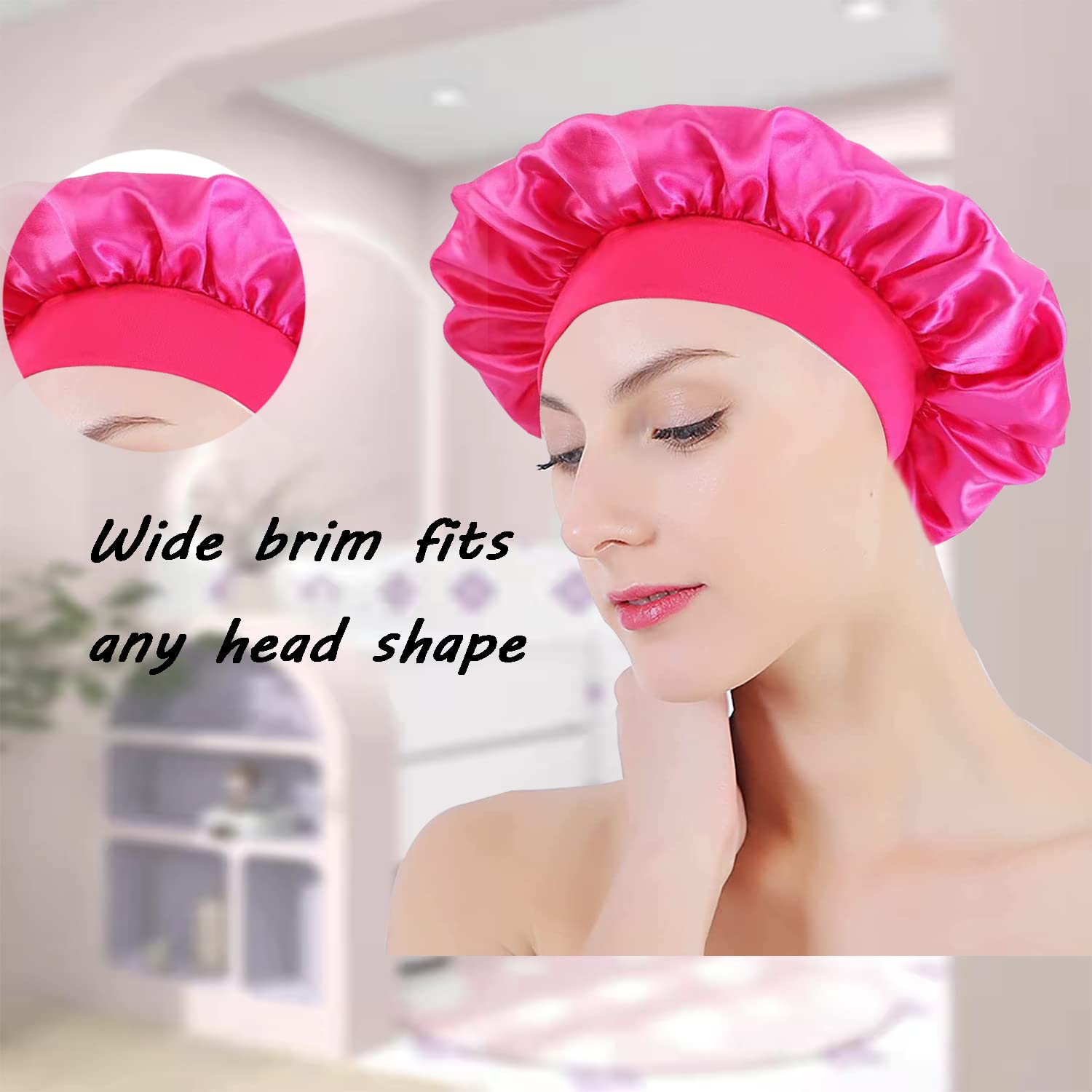 Silk Satin Hair Bonnet for Sleeping, Sleep Bonnet with Elastic Soft Band,Sleep Bonnet Sleep Cap for Hair Curly Hair Sleeping Natural Hair
