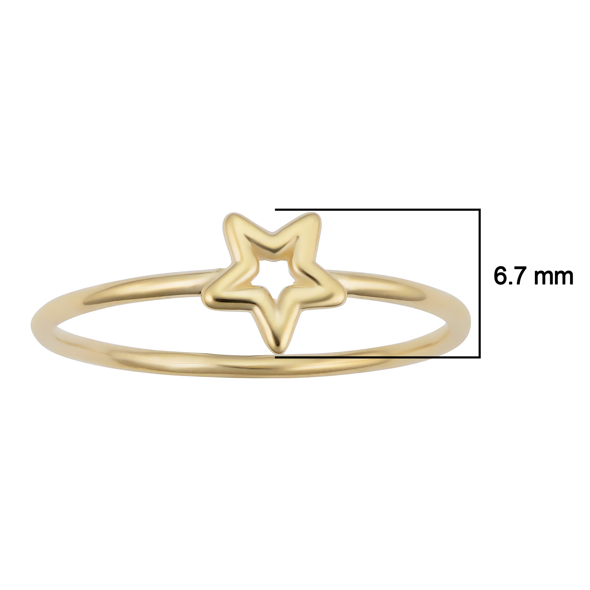 Kooljewelry Minimalist 14k Yellow Gold 6.7mm Small Star Ring (size 7)