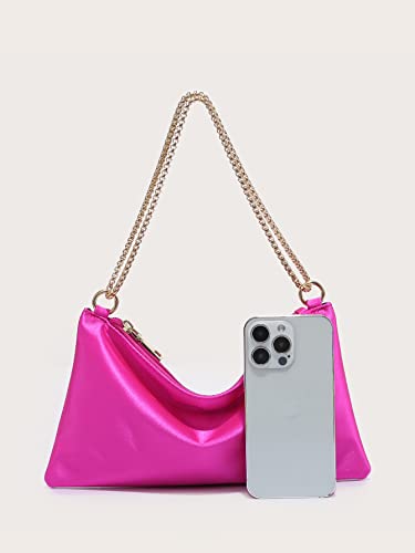 Verdusa Women's Satin Evening Handbag Shoulder Bag Purse Hot Pink one-size