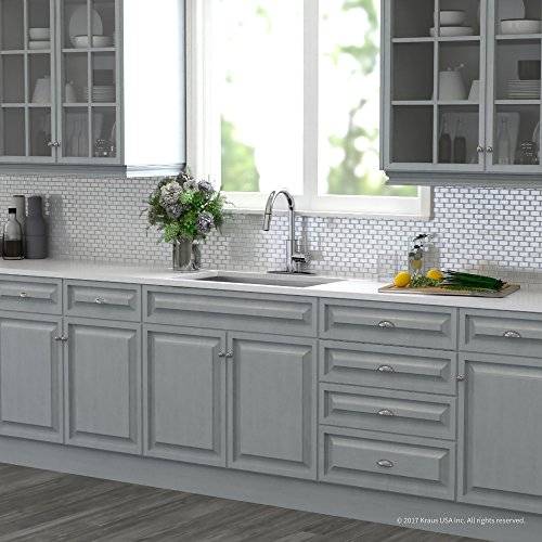 Kraus KHU32-2620-41CH 31 ½ Inch Chrome Combo with Pax Zero-Radius Handmade Undermount Bowl 16 Gauge Stainless Steel Sink and Oletto Single Handle Pull Down Kitchen Faucet with Soap Dispenser