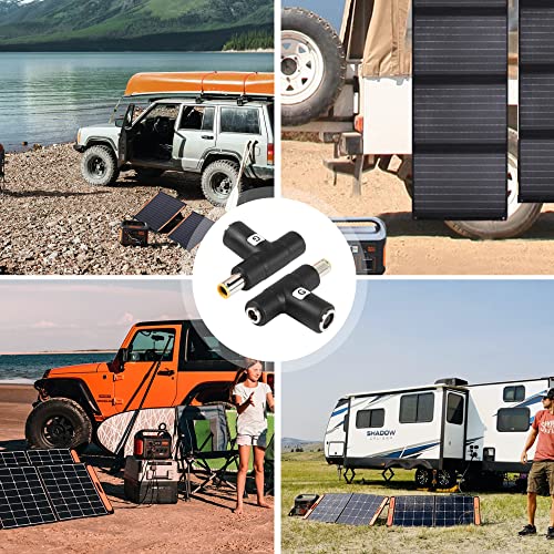 PNGKNYOCN DC 8mm Y Branch Adapter,DC 7909 Male to DC 7909 Female and DC 5521 Splitter for Solar Panel RV Portable Power Station Solar Generator and More(2-Pack)