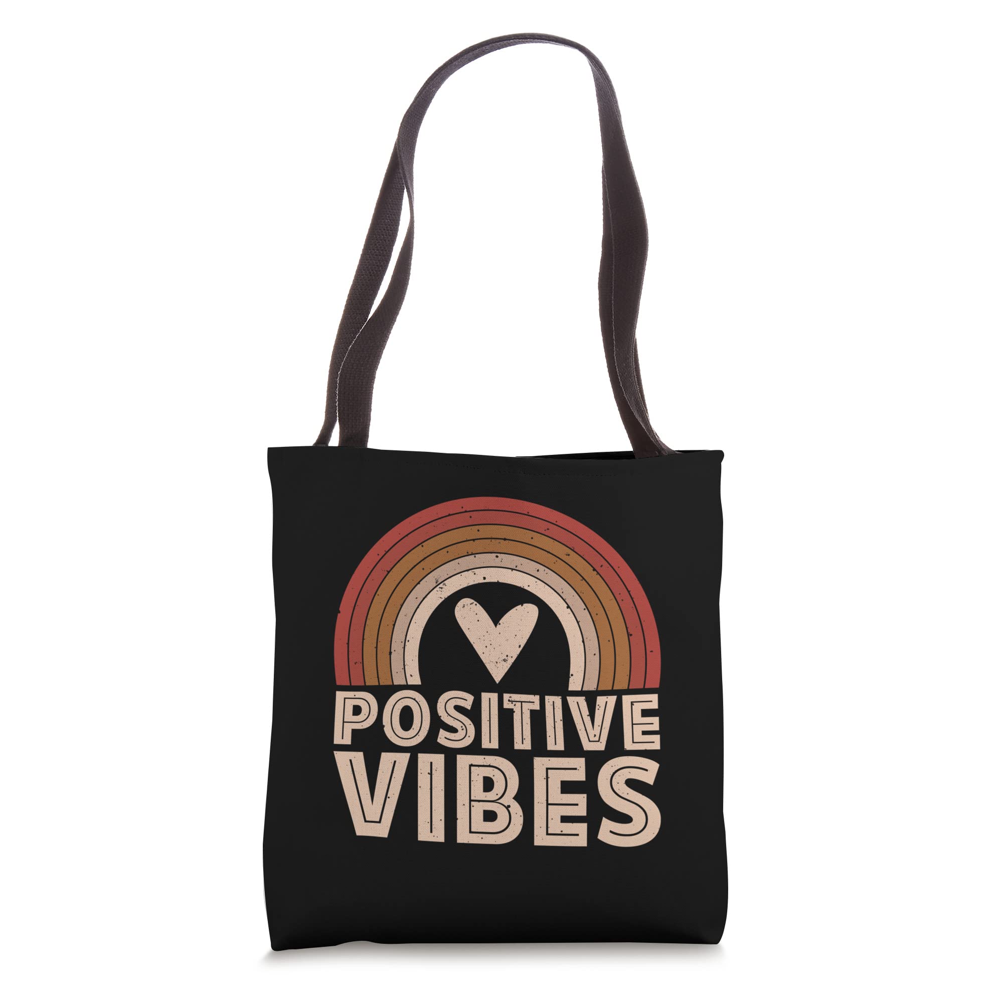 Retro Positive Vibes 70s 80s Vintage Heart Design Tote Bag