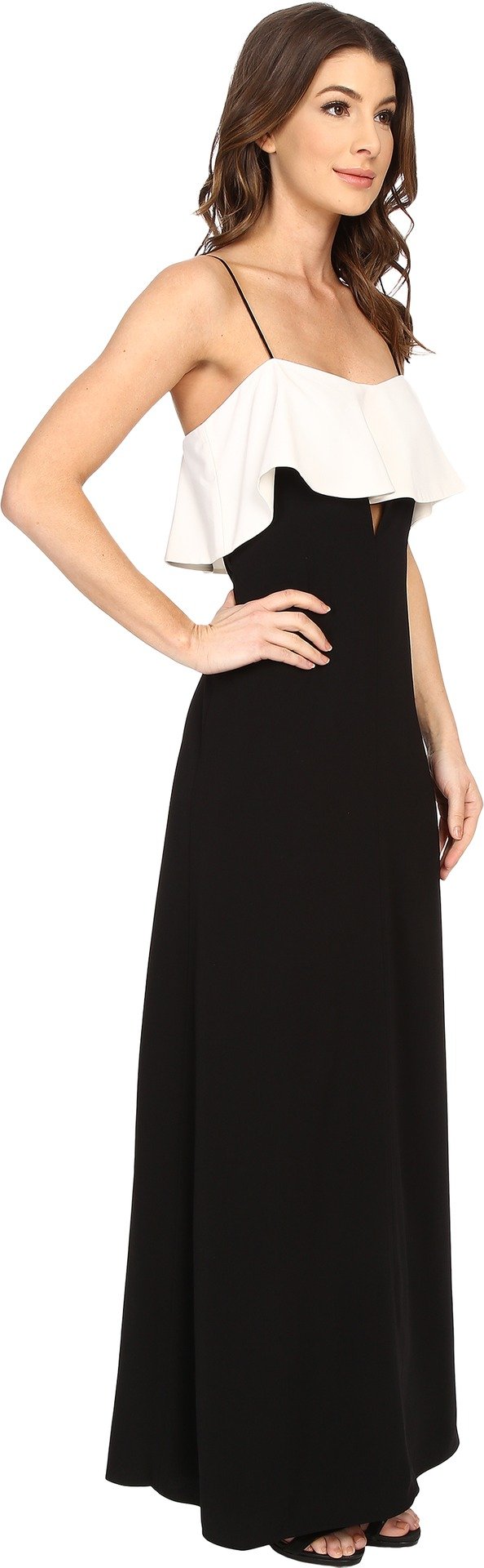 Jill Jill Stuart Women's Popover Cutout 2 Tone Gown, White/Black, 14