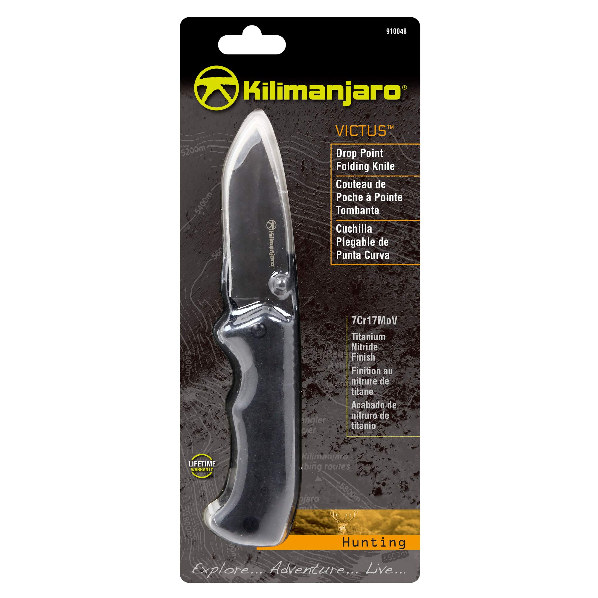 Kilimanjaro 910048 KJ910048 Fixed Blade,Hunting Knife,Outdoor,campingkitchen, One Size, Black